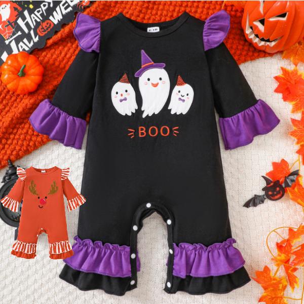 お取り寄せ商品【ロンパース】ベビー きぐるみ パジャマ キッズ ロンパース 男の子 女の子 防寒 部屋着 ハロウイン変身 幼稚園 パーティーハロウィン時期に、赤ちゃんの仮装用サロペットです♪この一枚があれば、きっと色々なシーンで活躍してくれ...