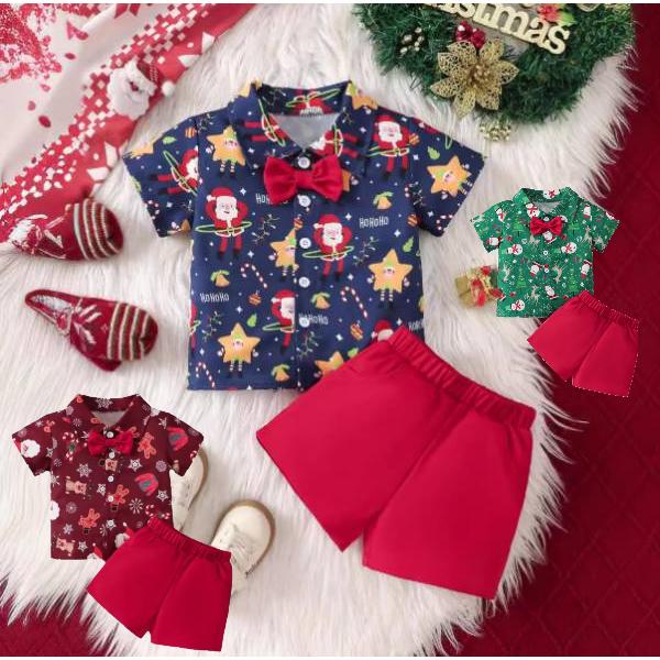 お取り寄せ商品【半袖シャツ+半ズボン】ベビー きぐるみ パジャマ キッズ ロンパース 女の子 防寒 部屋着 クリスマス　サンダー衣装 幼稚園 パーティークリスマスイブ トナカイ鹿 冬 雪だるま サンタクロース クリスマスツリー リース ろう...