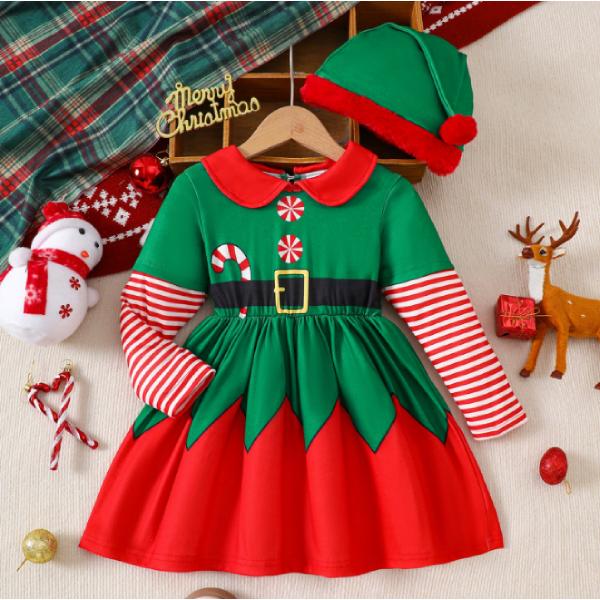 お取り寄せ商品【帽子+ワンピース】ベビー きぐるみ 　ドレス　ふわふわ　もこもこ　 キッズ  ハロウイン変身 幼稚園 パーティー　発表会　お遊戯クリスマスイブ トナカイ鹿 冬 雪だるま サンタクロース クリスマスツリー リース ろうそく 鈴...