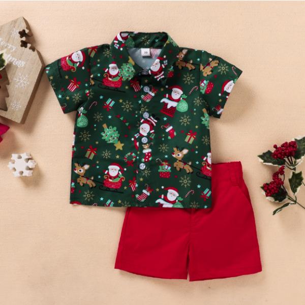 お取り寄せ商品【トップス+半パンツ】ベビー きぐるみ パジャマ キッズ ロンパース 女の子 防寒 部屋着 クリスマス　サンダー衣装 幼稚園 パーティークリスマスイブ トナカイ鹿 冬 雪だるま サンタクロース クリスマスツリー リース ろうそ...
