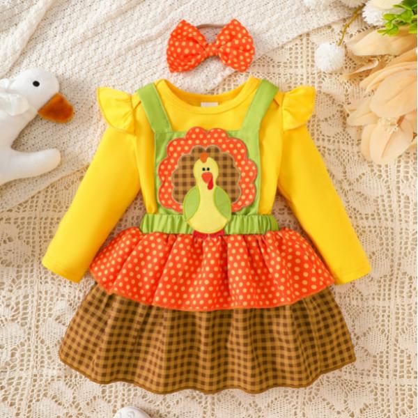 お取り寄せ商品【髪飾り+ロンパース+スカート】ベビー きぐるみ パジャマ キッズ ロンパース 男の子 女の子 防寒 部屋着 ハロウイン変身 幼稚園 パーティーハロウィン時期に、赤ちゃんの仮装用サロペットです♪この一枚があれば、きっと色々なシ...