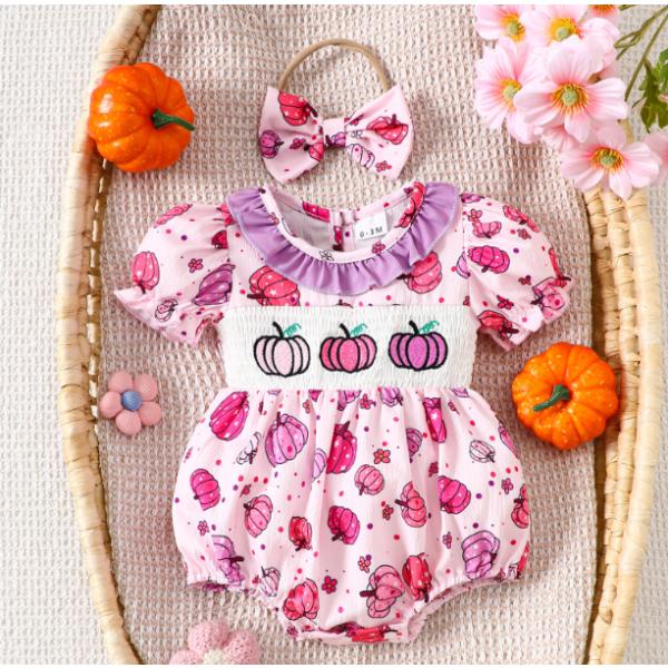 お取り寄せ商品【髪飾り+ロンパース】ベビー きぐるみ パジャマ キッズ ロンパース 男の子 女の子 防寒 部屋着 ハロウイン変身 幼稚園 パーティーハロウィン時期に、赤ちゃんの仮装用サロペットです♪この一枚があれば、きっと色々なシーンで活躍...