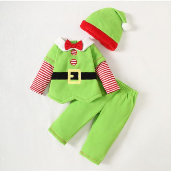 お取り寄せ商品【帽子+トップス+ズボン】ベビー きぐるみ パジャマ キッズ ロンパース 女の子 防寒 部屋着 クリスマス　サンダー衣装 幼稚園 パーティークリスマスイブ トナカイ鹿 冬 雪だるま サンタクロース クリスマスツリー リース ろ...