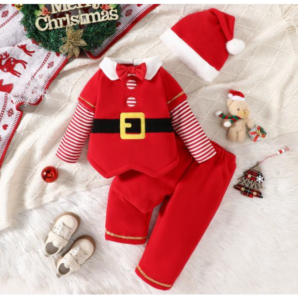 お取り寄せ商品【帽子+トップス+ズボン】ベビー きぐるみ パジャマ キッズ ロンパース 女の子 防寒 部屋着 クリスマス　サンダー衣装 幼稚園 パーティークリスマスイブ トナカイ鹿 冬 雪だるま サンタクロース クリスマスツリー リース ろ...