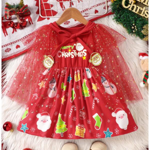 お取り寄せ商品【マント+ワンピース】ベビー きぐるみ パジャマ キッズ ロンパース 女の子 防寒 部屋着 クリスマス　サンダー衣装 幼稚園 パーティークリスマスイブ トナカイ鹿 冬 雪だるま サンタクロース クリスマスツリー リース ろうそ...
