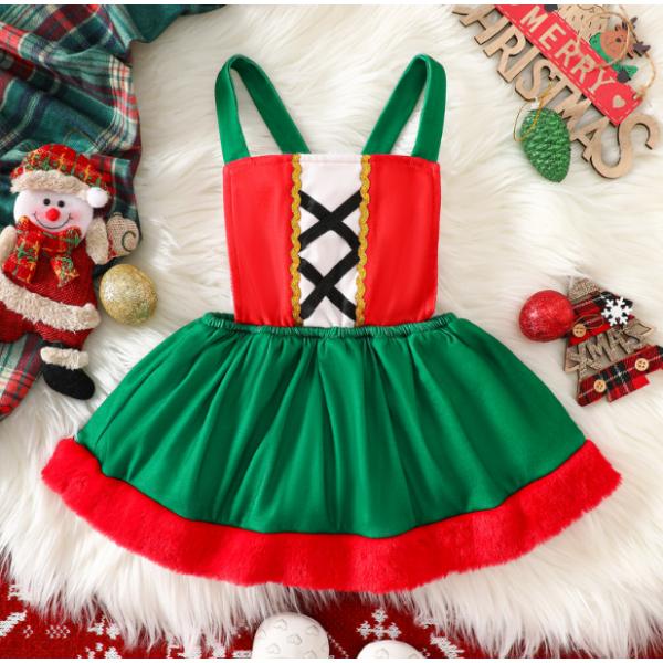 お取り寄せ商品【ドレス風カバーオール】ベビー きぐるみ パジャマ キッズ ロンパース 女の子 防寒 部屋着 クリスマス　サンダー衣装 幼稚園 パーティークリスマスイブ トナカイ鹿 冬 雪だるま サンタクロース クリスマスツリー リース ろう...