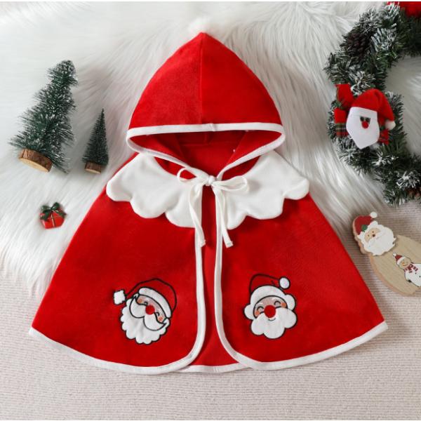 お取り寄せ商品【フード付マント】ベビー きぐるみ パジャマ キッズ ロンパース 女の子 防寒 部屋着 クリスマス　サンダー衣装 幼稚園 パーティークリスマスイブ トナカイ鹿 冬 雪だるま サンタクロース クリスマスツリー リース ろうそく ...