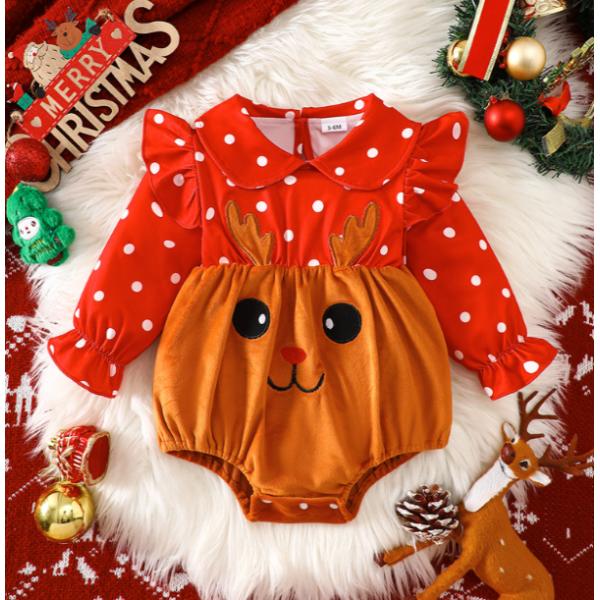 お取り寄せ商品【長袖カバーオール】ベビー きぐるみ パジャマ キッズ ロンパース 女の子 防寒 部屋着 クリスマス　サンダー衣装 幼稚園 パーティークリスマスイブ トナカイ鹿 冬 雪だるま サンタクロース クリスマスツリー リース ろうそく...