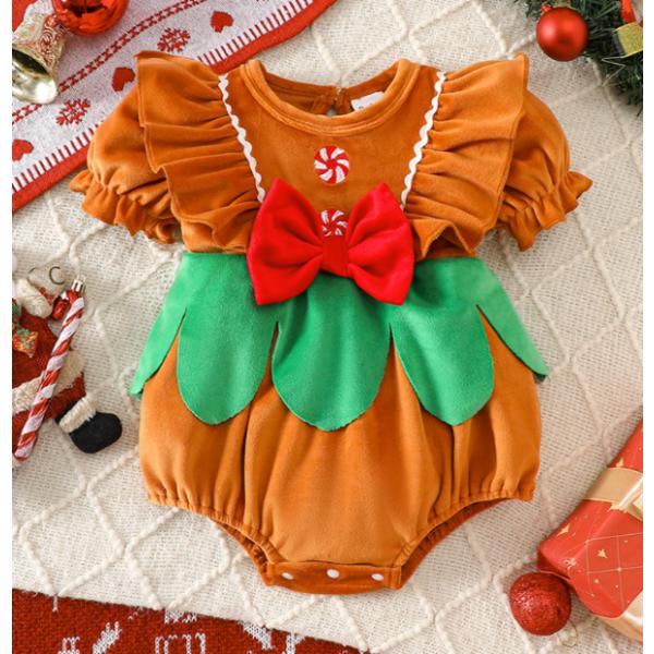 お取り寄せ商品【半袖カバーオール】ベビー きぐるみ パジャマ キッズ ロンパース 女の子 防寒 部屋着 クリスマス　サンダー衣装 幼稚園 パーティークリスマスイブ トナカイ鹿 冬 雪だるま サンタクロース クリスマスツリー リース ろうそく...
