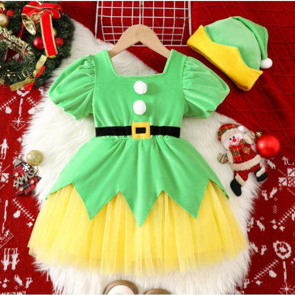 お取り寄せ商品【帽子+ワンピース】ベビー きぐるみ パジャマ キッズ ロンパース 女の子 防寒 部屋着 クリスマス　サンダー衣装 幼稚園 パーティークリスマスイブ トナカイ鹿 冬 雪だるま サンタクロース クリスマスツリー リース ろうそく...