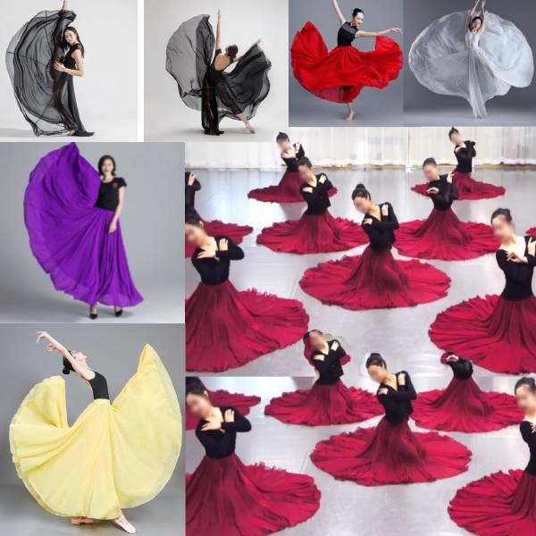 【取り寄せ品】セット内容：スカートのみフラメンコスカート　ダンス衣装　大きい裾　フレア　ロング丈　モダンダンス　社交ダンス　ワルツ　練習着　レッスン着　広がる　スカート　衣装ベース　フラダンス　ラテンダンス