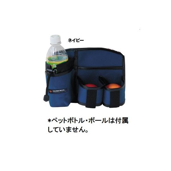 商品名：   マレットゴルフ用　Wボールボトルポーチ　ベルト通し式　　・（株）アルテ製　　　　　・ブランド名：RUNFASS/ランファス 　　　　・品番：M-54　　・色：ネイビー　　・材質/ナイロン　　 　　　＜特徴＞　●ボール２個とペッ...