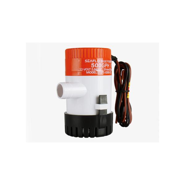 SEAFLO シーフロ社製のマニュアル ビルジポンプ 500GPH 12Vモデルです。型番はSFBP1-G500-01です。黒いストレーナー部分がボディーから取り外せますので洗浄が簡単に行えます。汲み上げ量は毎時500ガロン(約1892リッ...