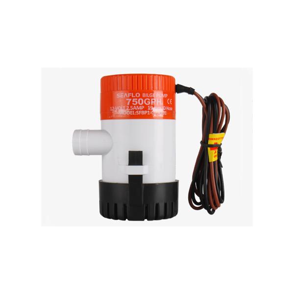 SEAFLO シーフロ社製のマニュアル ビルジポンプ 750GPH 12Vモデルです。型番はSFBP1-G750-01です。黒いストレーナー部分がボディーから取り外せますので洗浄が簡単に行えます。汲み上げ量は毎時750ガロン(約2839リッ...