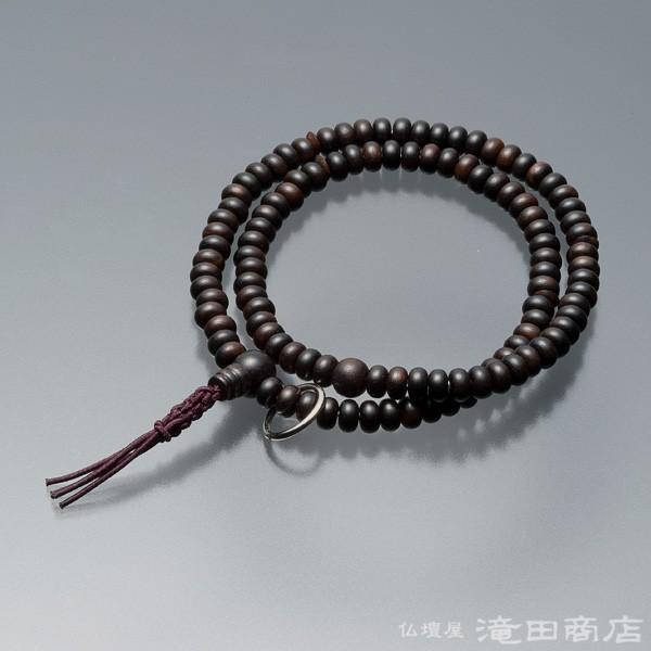 珠の素材：縞黒檀（艶消） 主珠108個　　　　　主珠…縞黒檀（艶消）（6mm×3mm）　　　　　親珠…縞黒檀（艶消）（8mm×7mm）　　　　　天珠…縞黒檀（艶消）（5mm×2mm）中糸の素材：オペロンゴム（シリコンゴム）サイズ：内周 約1...