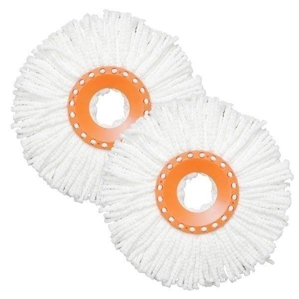 ペダルを踏むだけで遠心力で脱水する回転モップ(KMO-450・KMO-490S)専用のスペアヘッドです。お買い得な2個セット。マイクロファイバーモップで、水拭きでもから拭きでもしっかり汚れをキャッチします。●商品サイズ（約）幅40×奥行き4...