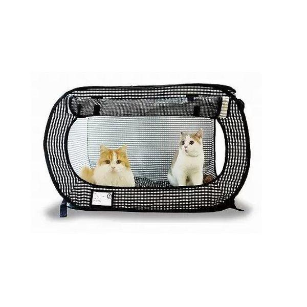 ポータブルペットケージがリニューアルしました。トイレやベッド、爪とぎなどを入れても十分な空間を確保し、ある程度の時間を中で過ごしても、猫が落ち着けるストレスの少ない環境を実現しました。２つある開口部は丈夫な撥水布とメッシュ窓の二重構造で安心...