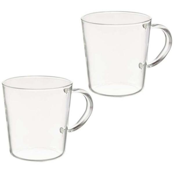 毎日使えて便利な、耐熱ガラスのマグカップです♪電子レンジ、食洗機の使用も可能！ホットでもアイスでもシーンを選びません。スープやミルクの温めにも使えます。嬉しい2個セット。●商品サイズ(cm)幅約11.3×奥行約8×高さ約8.7●商品重量約3...
