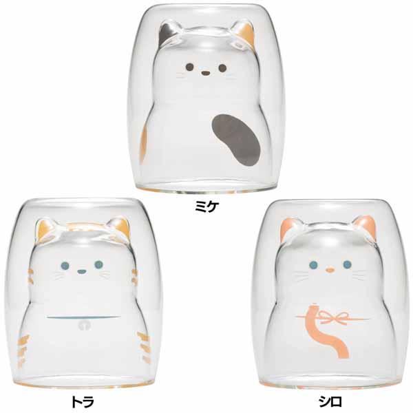 （検索用：耐熱グラス ネコ柄 二重構造 かわいい ネコモチーフ 冷温両用 プレゼント ギフト レンジ・食洗器OK CBJ ジュース 牛乳 ゼリー かき氷 4573306869788 4573306869771 4573306869764）●...