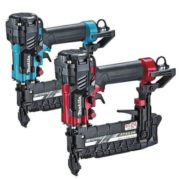 マキタ 高圧フロアタッカ AT451H/HM 50mm エアダスタ付■プラスチックケース付■安心24か月保証■小さなボディで抜群の取り回し■隅打ちしやすい先端形状！窓際の張りじまいでもしっかり打てる！■片手で握ったまま操作可能、優れた操作性...