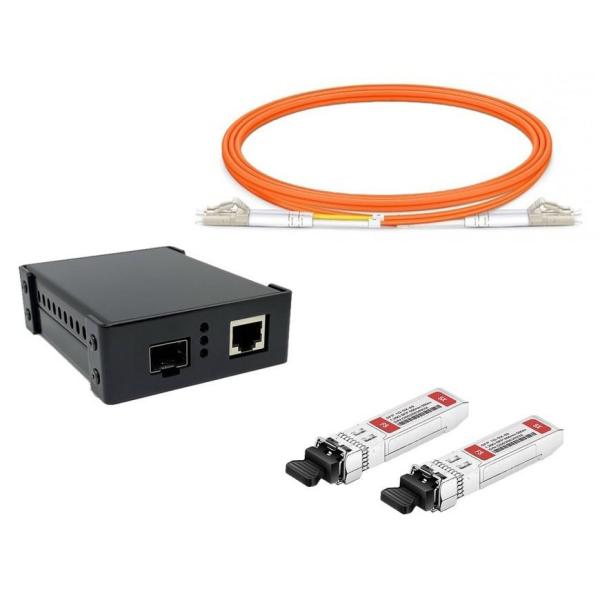 商品構成:メディアコンバーター OL-MC220L×1 / SFPモジュール SFP1G-SX-85×2 / 光パッチケーブル OM1×1