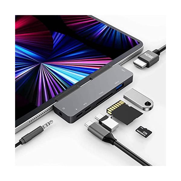 【ご購入後の当店からの連絡はご登録のメールアドレスに通知いたします。必ずご確認ください】2022-2018 iPad Pro 11/12.9/ iPadAir 4/5, iPad Mini 6,と互換性があり、4K HDMIポート、3.5m...