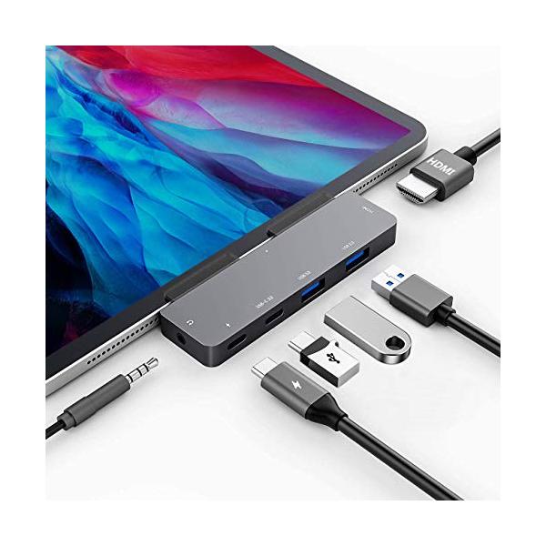 【ご購入後の当店からの連絡はご登録のメールアドレスに通知いたします。必ずご確認ください】2020/2018 iPad Pro11インチ/12.9インチ/ iPadAir 4と互換性があり、4K HDMIポート、3.5mmオーディオジャック、...