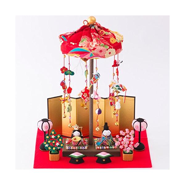 【ご購入後の当店からの連絡はご登録のメールアドレスに通知いたします。必ずご確認ください】リュウコドウ 雛人形 卓上吊るし輪かざり わらべ雛 間口30cm x奥行25cm x 高さ37cm