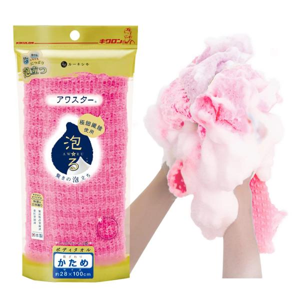 【商品概要】石けん・ボディソープどちらも驚きのたっぷりとした泡立ちのボディタオルサイズ：幅28cm×長さ100cm素材：ナイロン100%生産国：日本【商品説明】説明●お肌に密着、独特シャリ感。パンティストッキングでおなじみ、超極細66ナイロ...