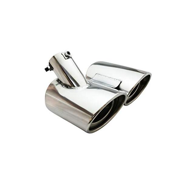 【商品概要】ステンレス製マフラーカッターです。リアビューに迫力を！取付は基本、ボルトオンとなります。純正斜め落ちマフラー用となります。汎用品ですので必ず購入前にサイズと免責事項欄をご確認ください。【商品説明】商品の説明ステンレス製マフラーカ...