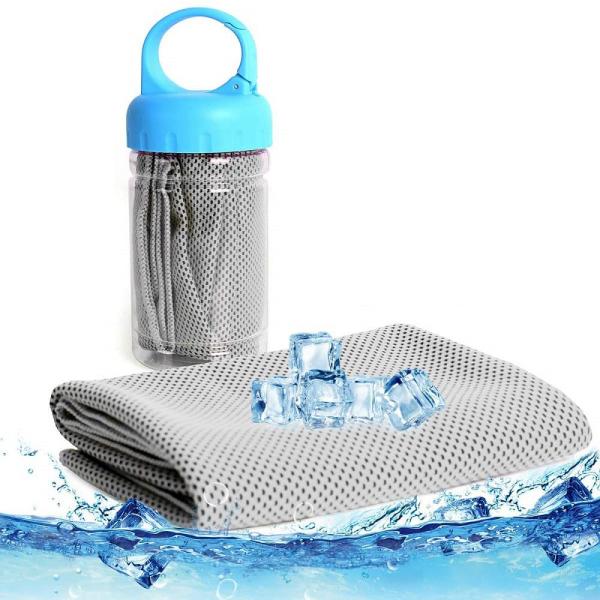 【商品概要】品名：クールタオル サイズ：30*90CM カラー：ブルー、グレー、グリーンなど100%冷感繊維材質で長時間クール！冷感を保てます熱中症対策に最適！アウトドアや室内のスポーツ、キッチンなどの暑い場所での作業でも！ 紫外線対策にも...