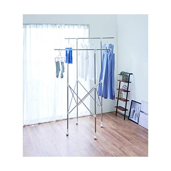 【商品概要】最大外寸(約):幅64?110×奥行55×高さ104?180cm折りたたみサイズ(約):幅14×奥行12×高さ106cm商品重量(約):3.4kg全体耐荷重(約):9kg付属品:キャスター(ストッパー付き×2個、ストッパーなし×...