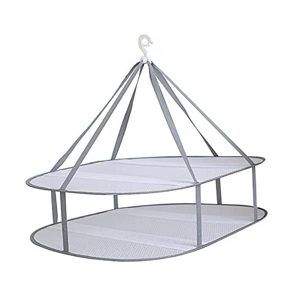 【商品概要】セーター/シャツ/ぬいぐるみなど様々な衣類干し対応、型崩れを防止。ハニカムメッシュ構造、通気性が優れ、洗濯物の速乾を助けます。ストッパー付きの防風フックで、物干し竿をしっかりロックし、強風の日も安心して使えます。ズレ防止バンド付...