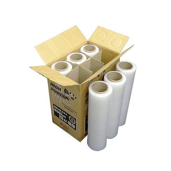 【ご購入後の当店からの連絡はご登録のメールアドレスに通知いたします。必ずご確認ください】【商品概要】ストレッチフィルム　500mm幅　透明サイズ：500mm幅ｘ300m　厚み0.025mm材質：LLDPE素材（ツルツルタイプ）１箱の入数：6...