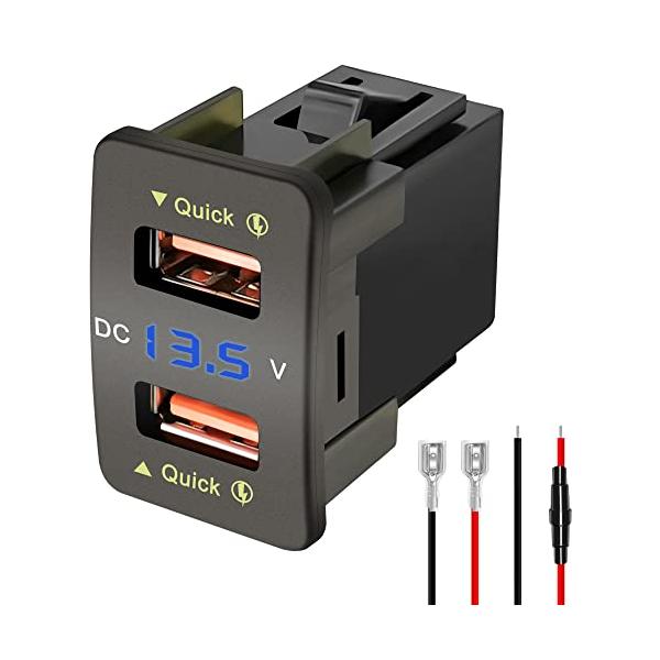 【ご購入後の当店からの連絡はご登録のメールアドレスに通知いたします。必ずご確認ください】【商品概要】【商品の仕様】サイズ：36×23mm ;USB規格：QC3.0(18W×2) ; 適用車種：12V/24V車対応可能（購入する際は必ず実寸を...