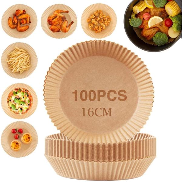 【商品概要】エアフライヤー用パーチメント紙サイズ】：底部直径16cm*高さ4.5cm 無漂白。使い捨て紙マットは丸いボウル型で、曲げたりする必要がなく、調理時にそのまま置くことができます。4.5cm高さの縁がエアフライヤーの側面を保護し、食...