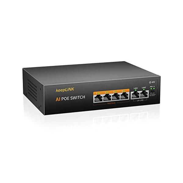 【ご購入後の当店からの連絡はご登録のメールアドレスに通知いたします。必ずご確認ください】【商品概要】6x 10/100Mbps オートネゴシエーション RJ45ポートを採用、PoE対応4ポート搭載（802.3 af/at準拠）、各ポート最大...