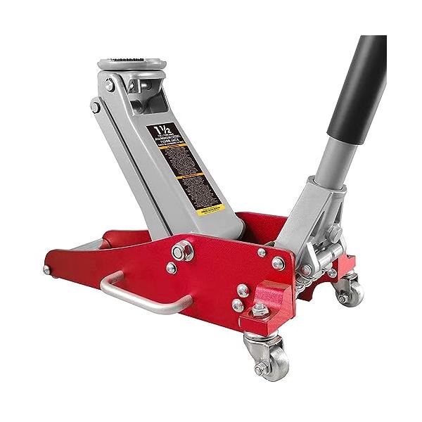 【商品概要】【商品仕様】色：レッド / 材質：アルミ＋スチール製【商品仕様】能力：1.5t / 最低位：(約)89mm / 最高位：(約)355mm / ハンドル高さ：(約)945mm【高品質】アルミ＋スチール製でサビに強く、高耐久なハイブ...