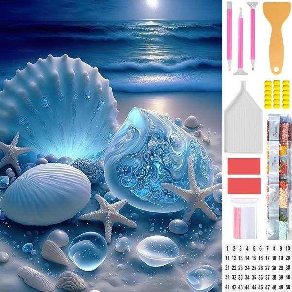 【商品概要】【5 Dダイヤモンドアート キット】青い貝殻 四角いビーズ ダイヤモンドアートには必要なすべてのツールが付属しています。高精細キャンバスx１枚、ダイヤモンドペンx3本(3連ペン+6連ペン+9連ペン)、ダイヤモンドペン専用指の保護...