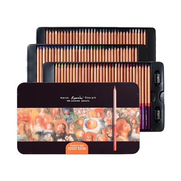 Renoir 3100高級美術油性色鉛筆多色/100色/MARCO鉛筆 油性色鉛筆セット・Size:100色Style:Renoir 3100高級美術油性色鉛筆・多彩な色100色。鉛筆削りが付属しています。ラッピング対応可お絵描き好きな方へ...