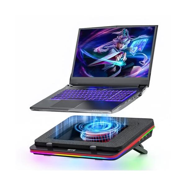 ブラック/GT500V2(ハブ+RGB)/GT500V2・Size:GT500V2(ハブ+RGB)・?2つコア：工業用ターボファン（5000RPM）+複合密閉フォームで強力な冷却を発揮し、ノートパソコンの冷却穴がどこにあっても、360度の無...