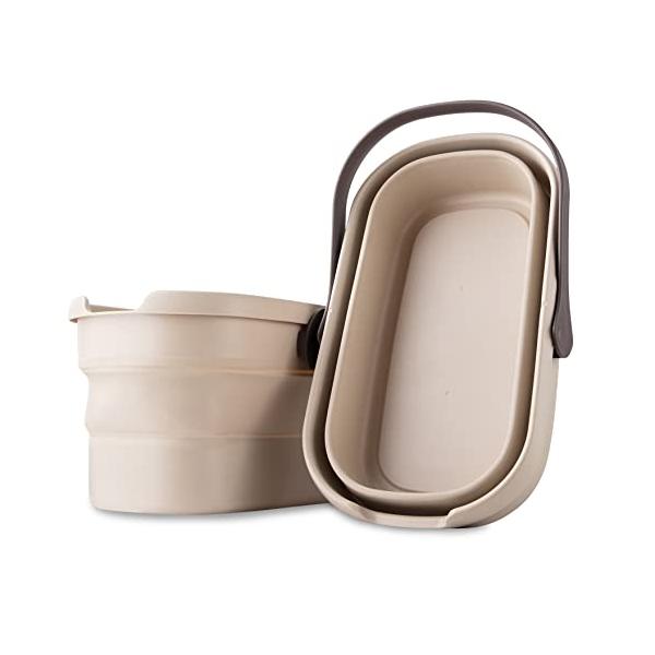 ・ベージュ  FT06-BEIGE・【基本仕様】サイズ：折りたたみ時（約）43×幅24×高さ7.5cm。 使用時（約）長さ43×幅24×高さ21cm。重さ（約）680g。容量（約）10リットル。材質：PP+TPR。・【折りたたみデザイン】普...