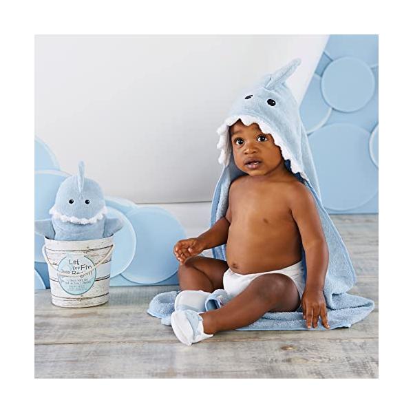かわいい・ブルー シャーク ワンサイズ BA14037NA・・Color:ブルー シャーク・お風呂上りのベビーが可愛く変身・[商品サイズ] (フード付きバスタオル)(約)730mm×730mm ※装飾を除く / 226g(ミトン / シャー...