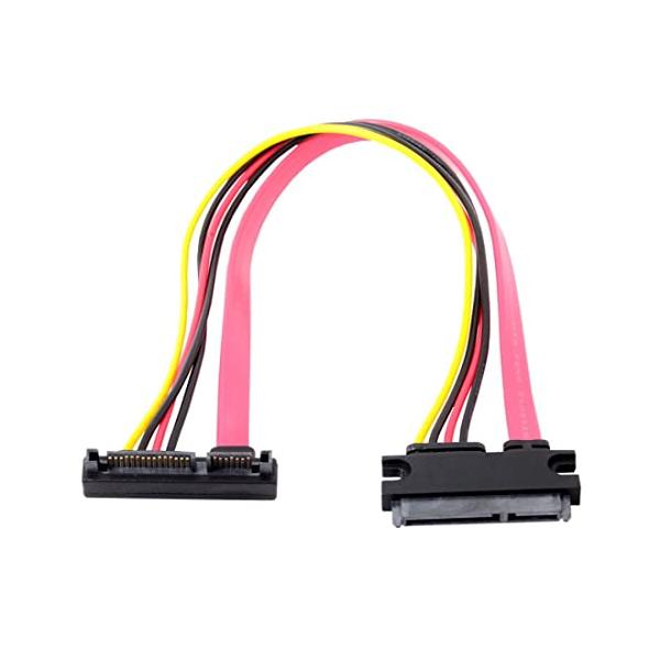 ブラック赤/-/CY-SA-065-UP・パッケージ個数:1・SATA III 3.0 7+15 22ピン SATA オス-メス データ電源延長ケーブル 30cm・アップ角度コネクター。ケーブルは約 長さ30cm。・これは、4本のワイヤとデ...