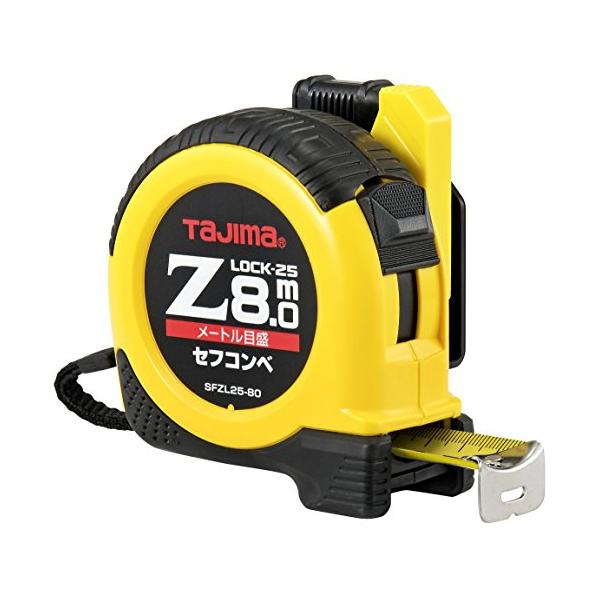 幅25mm・落下防止ホルダー付黒/長さ8 m/SFZL25-80BL・Size:長さ8 mStyle:幅25mm・落下防止ホルダー付・パッケージ個数:1・●移動爪●ロックタイプ●JIS1級●両面目盛●455mmピッチ表示:あり●減速ボタン:...