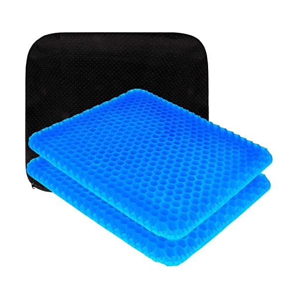 モダンブラック|ブルー/2個セット/-・Size:2個セット・クッションサイズ横42*幅37.5*厚3.5cm;重さ僅か1kgです。滑り止めクッションカバー3枚付き、カバーは取り外して洗濯でき、清潔にご使用いただきます。更に、カバーの裏面に...