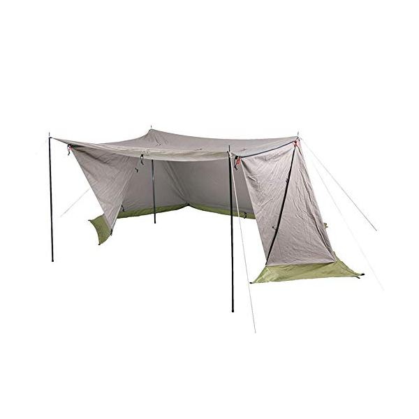 ■サイズ（約） ・フライ:約W:330×D:190×H:130cm ・グランドシート：約W:190×D:94×H:8.5cm ■収納サイズ（約）：Φ26×62cm・■総重量（約）:8.3kg ■素材 フライシート：コットン100％（撥水加工...