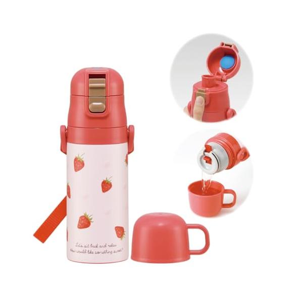 いちご/350 ml/SKDC3・Color:いちごSize:350 ml・パッケージ個数:1・サイズ:直径6.8×高さ（コップ時）20cm・（直飲み時）21cm・素材・材質:内びん・胴部・口がね＝ステンレス鋼 コップ・中栓・フタ＝ポリプロ...