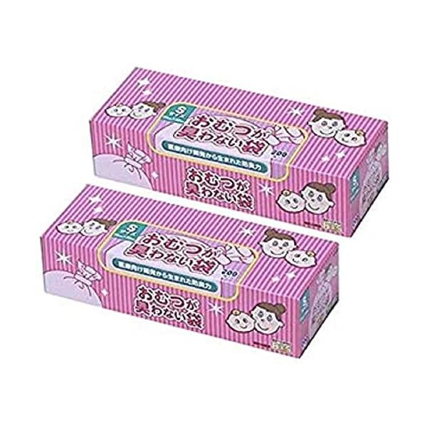 ・pink Sサイズ (x 400) ・おむつが臭わない袋 BOS ベビー用 箱型 Sサイズ 200枚×2個セット