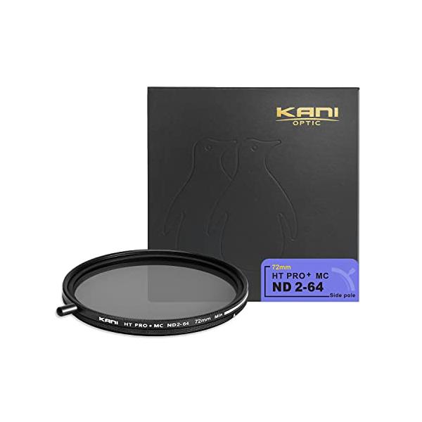 KANIフィルター バリアブルND2-64 SidePole 72mm （着脱式回転ノブ付） バルアブル減光２〜６段 ポートレートから風景まで幅広く使える可変減光フィルターです。 お客様から多くのご要望にお応えして、濃度調整の操作がしやすい...